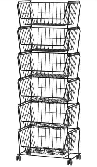PUSDON Stackable Metal Storage Cart, 6 Tier, Black | Open Box | (See ...
