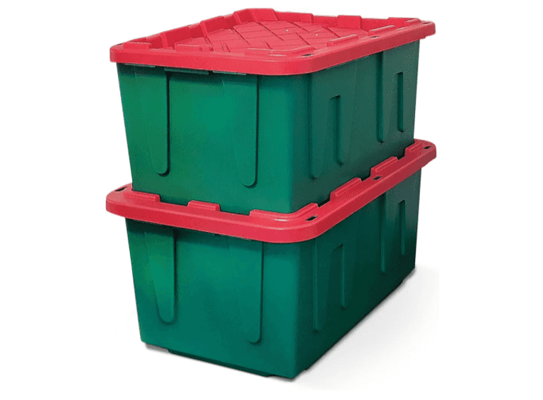 HOMZ 2-Pack Heavy Duty Storage Bins w/Lids Green & Red | Open Box ...