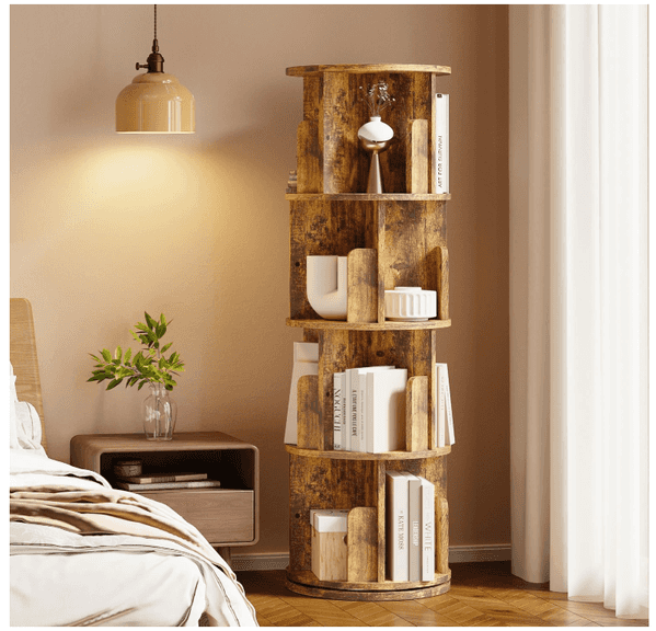 Rotating Bookshelf, 360 Display 4 Tier - Brown | Open Box | (See ...
