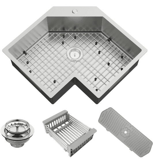 FAUENPEEY Corner Drop-in Single Bowl Kitchen Sink, 25" | Open Box ...
