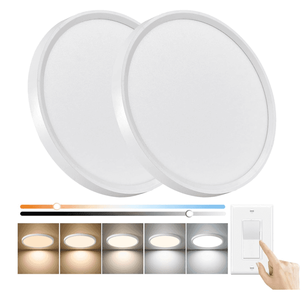 FY Wisdom Fly Lighting - 2PK 15.8 Inch Black LED Flush Mount Ceiling ...