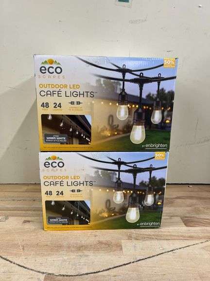 ECO SCAPES Outdoor LED Cafe Lights, 96' Total, 2ct | Open Box | (See ...