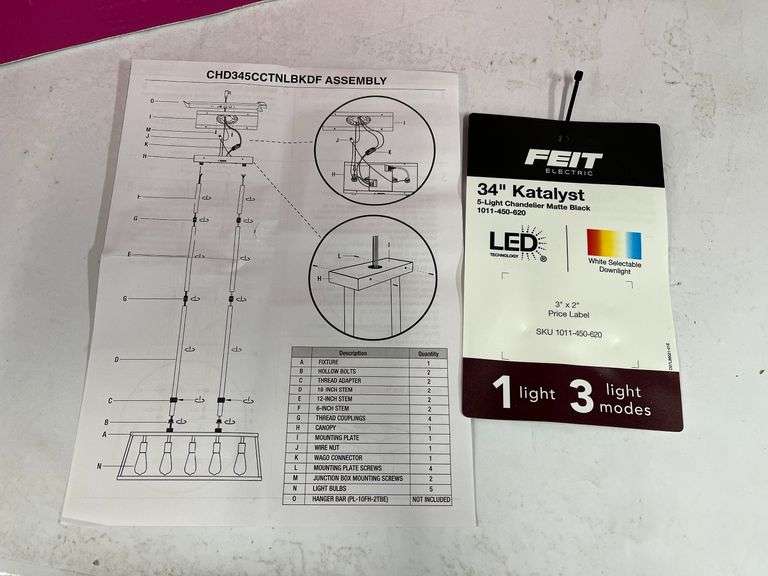 FEIT ELECTRIC Katalyst 5-Light Tapered Chandelier, 34" | Open Box ...