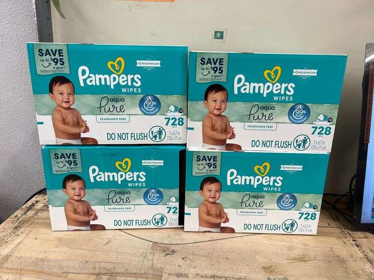 PAMPERS Fragrance Free Aqua Pure Wipes Bundle, 2912ct | Open Box | (See ...
