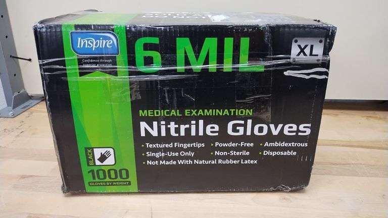 Inspire 100 Pcs Heavy Duty 6Mil Nitrile Black Gloves XL Set of 10 ...