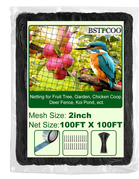 BSTPCOO Bird Netting, 100' x 100' w/2" Mesh | Open Box | (See Condition ...
