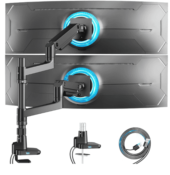 Dual Monitor Arm for Ultrawide Heavy Duty Curved Monitor Stacking, Fits ...