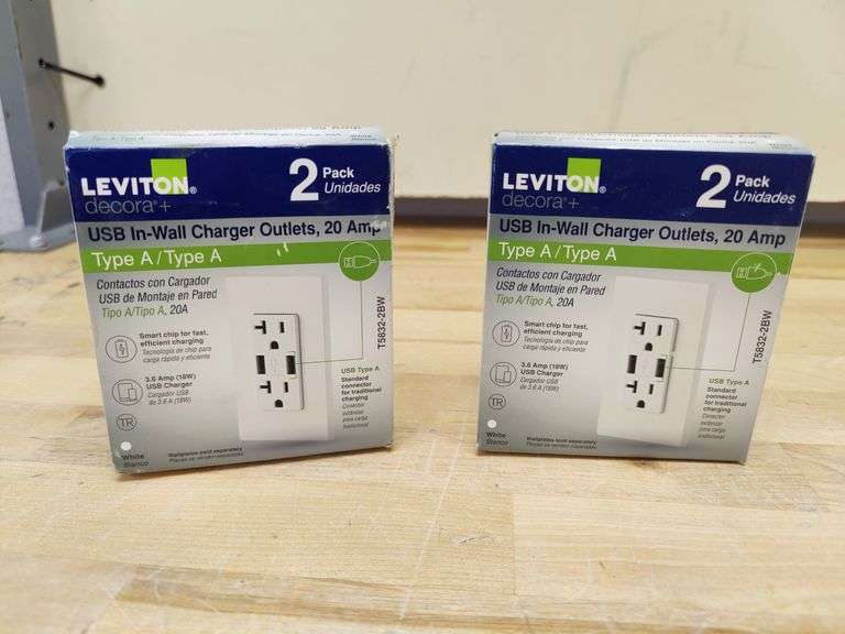 Leviton 2 Pack 20 Amp Duplex Outlet & USB Outlet Set of 2 | Like New ...