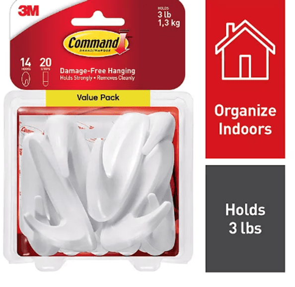 Command Medium Designer Hooks, White 14 Hooks, 20 Strips Set of 10 ...