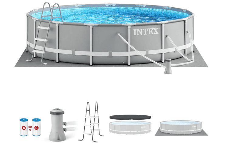 Intex 26723EH Prism Frame Premium Above Ground Swimming Pool Set: 15ft ...