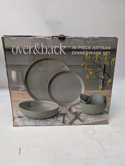 Over&back 16-Piece Artisan Stoneware Dinnerware Set | Open Box - Rio ...