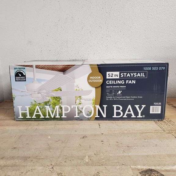 Hampton Bay 52" Staysail Ceiling Fan | Open Box | (See Condition Notes ...