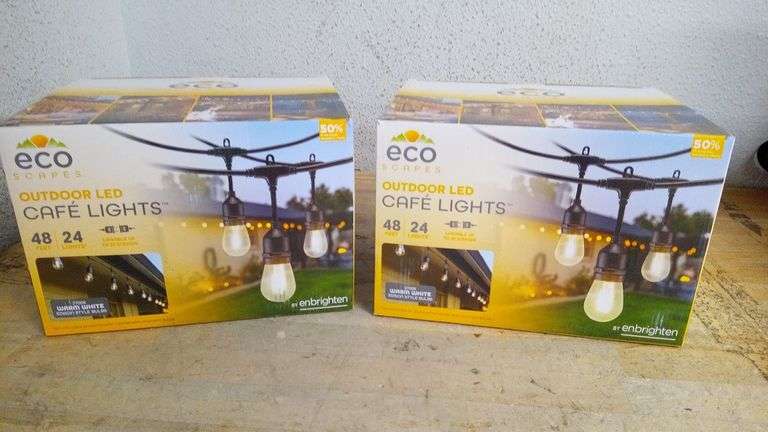 BUNDLE-eco SCAPES OUTDOOR LED CAFE LIGHTS, 2pk | Open Box | (See ...