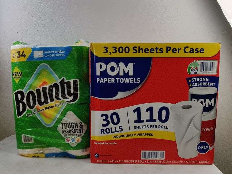 POM Paper Towels, 30pk w/Bounty Paper Towels, 12pk | Open Box | (See ...