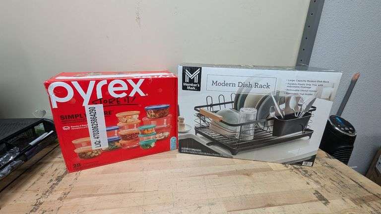 Pyrex Glass Tupperware & Modern Dish Rack Bundle | Open Box - Rio ...