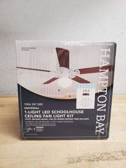 Hampton Bay Universal 1-Light LED Schoolhouse Ceiling Fan Light Kit ...