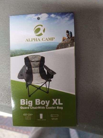 ALPHA CAMP Big Boy XL Quard Chair W/Cooler Bag, 2PK | Open Box | (See ...