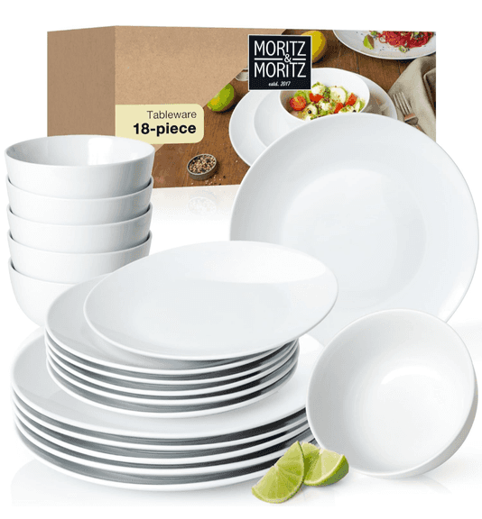MORITZ & MORITZ Basic White Dinnerware Set, 18pc | Open Box | (See ...