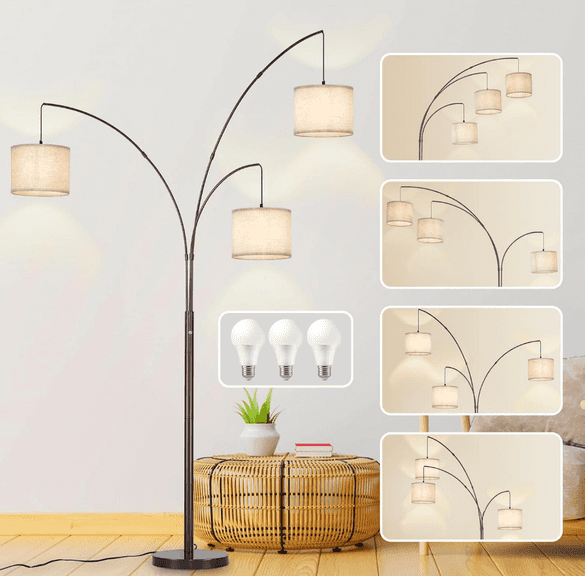 DINGLILIGHTING 3-Light Floor Lamp, Bulbs Included | Open Box | (See ...