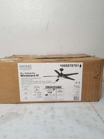 HOME DECORATORS COLLECTION Windward IV 52" Ceiling Fan, Matte Black ...