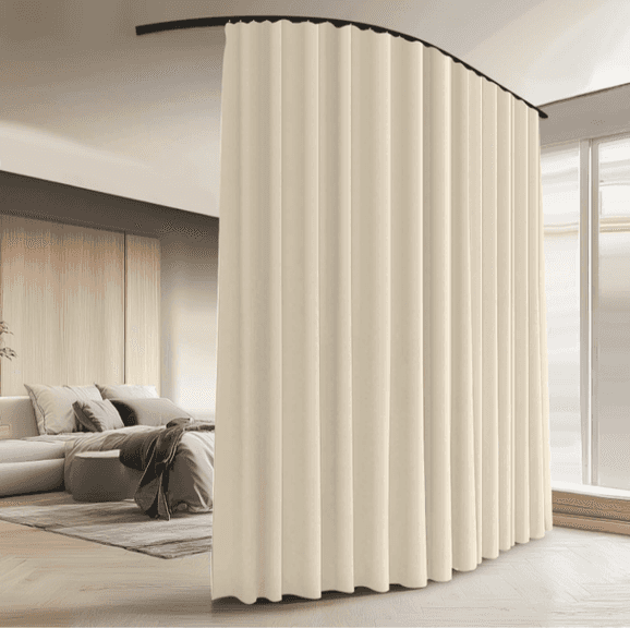 Makefeile Room Divider Flexible Ceiling Track With Curtain Set, Beige ...