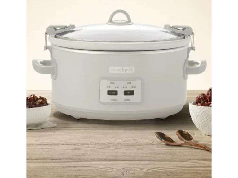 Crock-Pot 7 Qt. Cook & Carry Programmable Slow Cooker White | Open Box ...