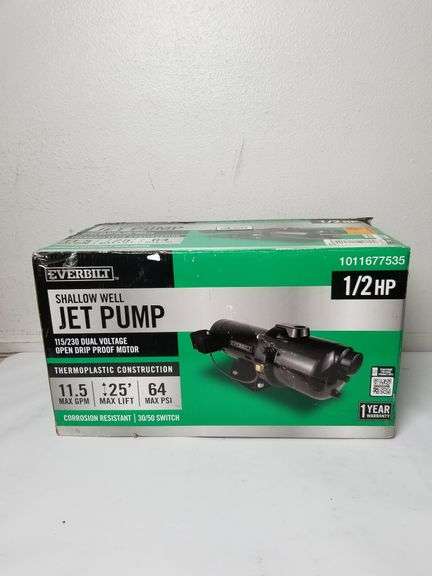 EVERBILT Shallow Well Jet Pump 115/230 Dual Voltage Open Drip Proof ...