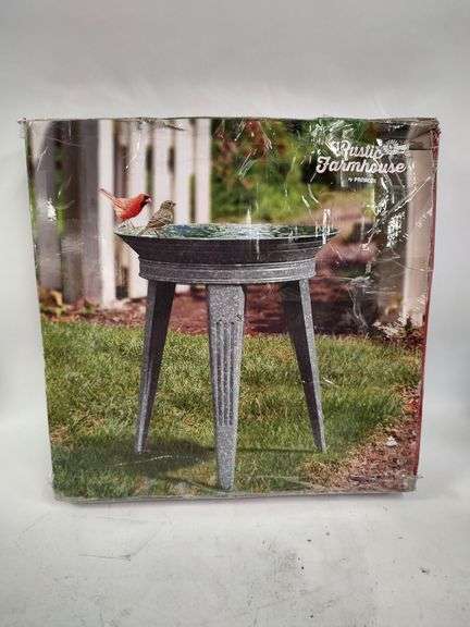 PANACEA Rustic Farmhouse Galvanized Bird Bath w/Stand | Open Box | (See ...