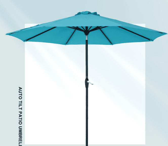 Tempera 10Ft Auto Tilt Flora Patio Umbrella Turquoise | Like New - Rio ...