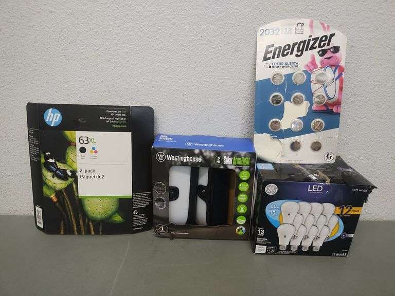Household Supply Bundle: HP 63XL Ink, Energizer 2032 Batteries, Solar ...