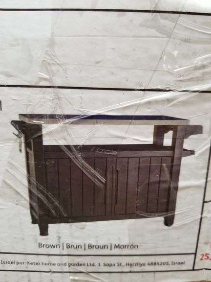 Keter Unity XL Outdoor Durable Kitchen Rolling Bar Cart with Storage ...