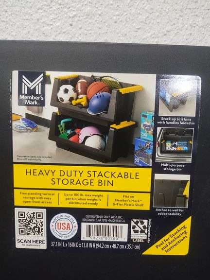 Member's Mark HEAVY DUTY STACKABLE STORAGE BIN, 2PK | Open Box | (See ...