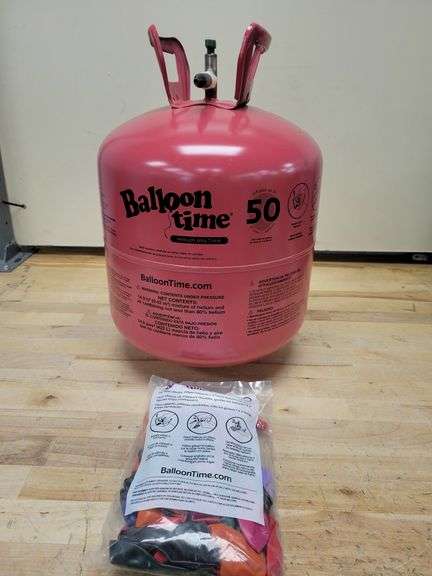 Balloon Time Jumbo Helium Tank w/50 Pcs Balloons & Ribbon | Open Box ...