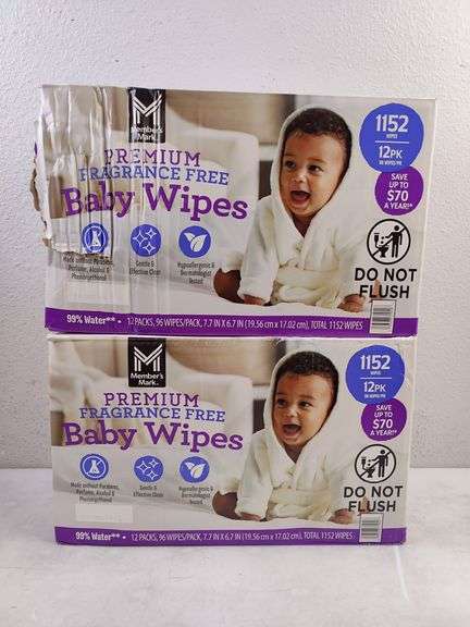 Members Mark Premium Fragrance Free Baby Wipes, 2 Packs, 12ct Each ...
