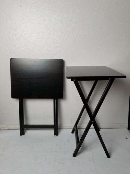 PJ Wood 2-Pack TV Tray Folding Dinner Table Set, Black | Open Box ...