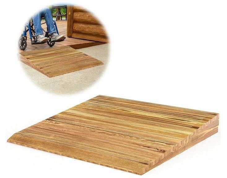 THOOUM 5In. Rise Wooden Threshold Ramp Natural Wood | Open Box | (See ...