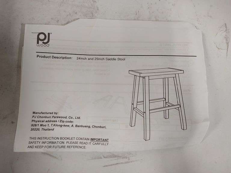 PJ WOOD Saddle Seat Counter Stool, 24" | Open Box | (See Condition ...