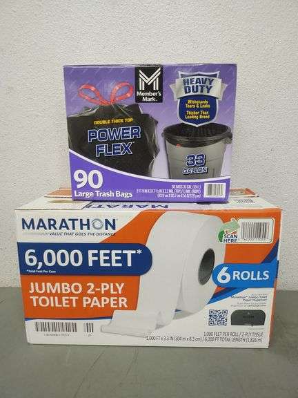 Marathon Jumbo Rolls 2-Ply Toilet Paper And Member's Mark 33 Gal Power ...