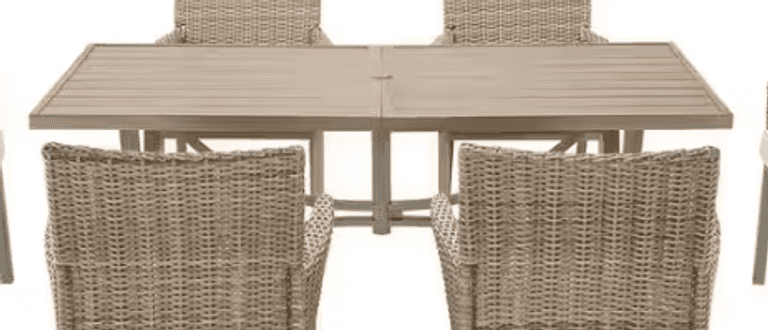 Hampton Bay Holly Wicker Rectangular Outdoor Dining Table | Open Box ...
