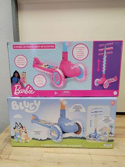 Barbie & Bluey 3-Wheel Light-Up Scooter Set | Like New | (See Condition ...