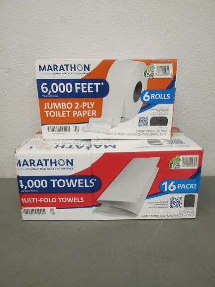 Marathon Bundle: 1 Box Jumbo 2-Ply Toilet Paper And 1 Box Multi-Fold ...