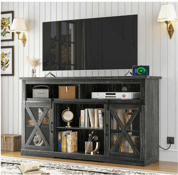 Xilingol Farmhouse TV Stand for 65+ Inch TVs - Grey. | Open Box | (See ...