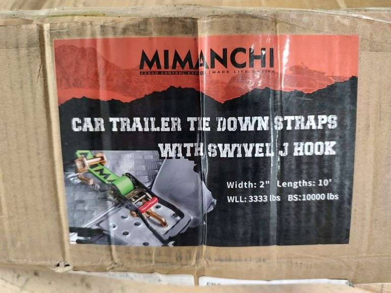 MIMANCHI Car Trailer Tie Down Straps w/Swivel J Hooks, 2" x 10' | Open ...