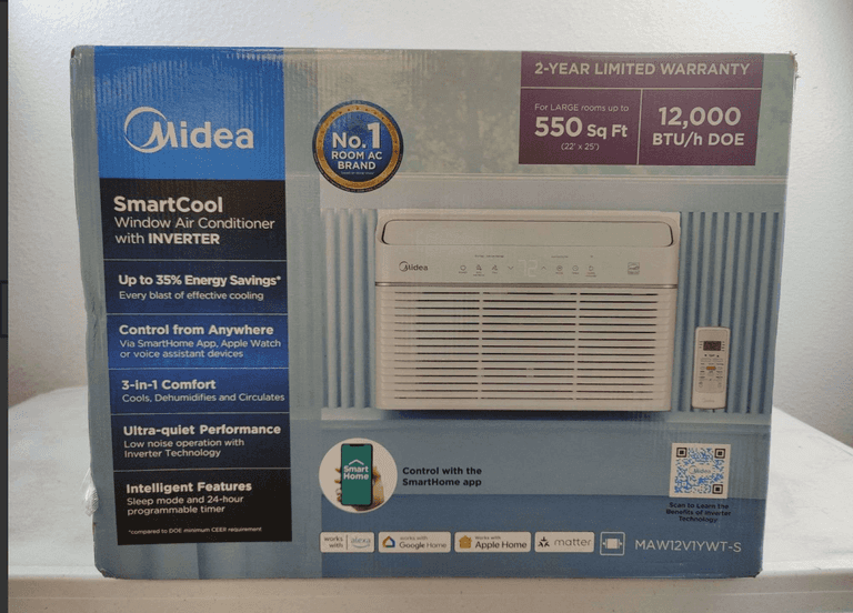 Midea Smart Cool Window Air Conditioner w/Inverter, 12000btu | Open Box ...