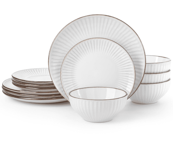 FAMIWARE Eden Series Striped Dinnerware Set, 12pc | Like New | (See ...