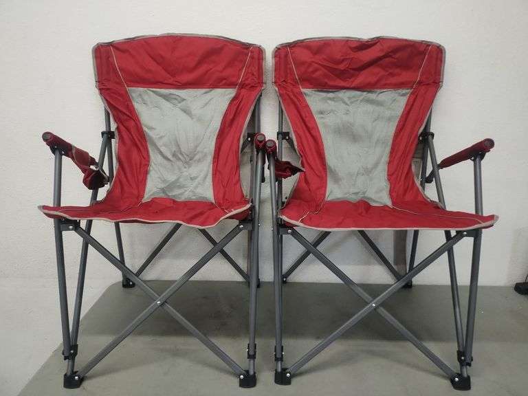 Collapsible Camp Arm Chair, Set Of 2, Red | Open Box - Rio Grande Trade