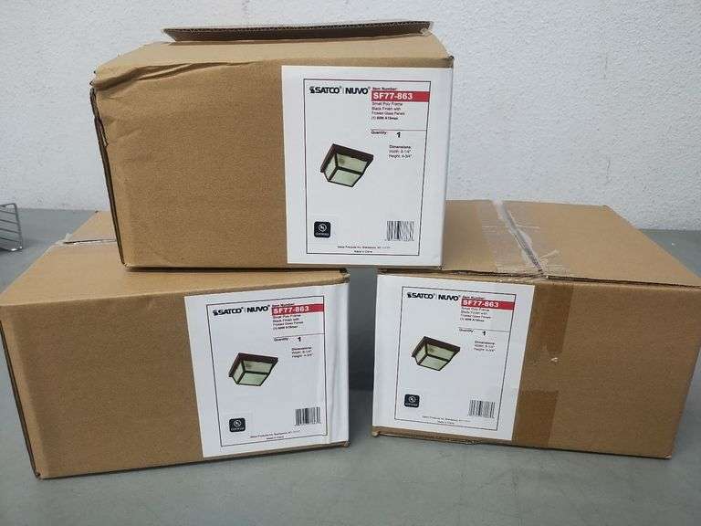 SATCO NUVO, Small Poly Frame W/Frosted Glass Outdoor Lights, Set of 3 ...