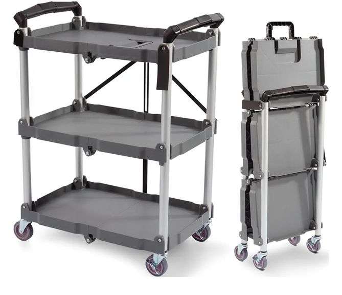 Elevon Aluminum Foldable 3-Tier Cart Gray | Open Box | (See Condition ...