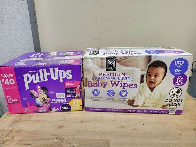 Huggies Pull-Ups Minnie 102 Ct. 4T-5T Diapers & Member's Mark 12 Pack ...