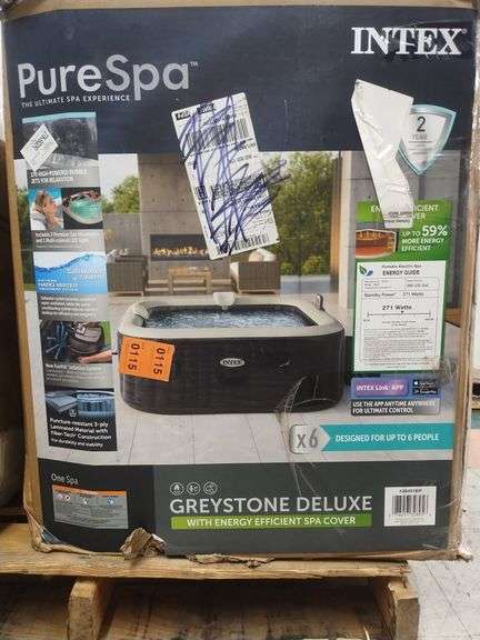 Intex PureSpa Greystone Deluxe Spa Set, 77" X 28" | Open Box | (See ...